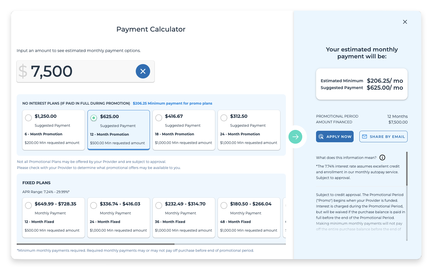 Payment Calculator PatientFi